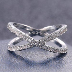 Jewelry | New 925 Silver Diamond Infinity Cross Ring | Poshmark